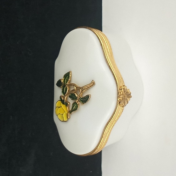 Vintage | Accents | Vintage French Limoges Yellow Enameled Rose Trinket ...